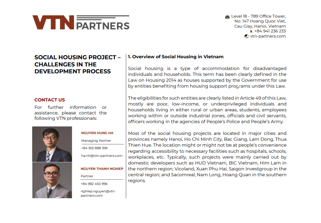 SOCIAL HOUSING PROJECT – CHALLENGES IN THE DEVELOPMENT PROCESS - VTN ...